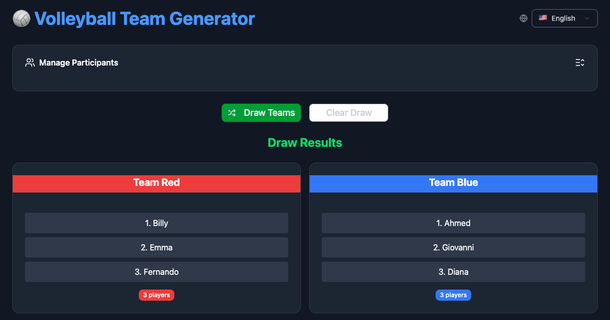 Volleyball Team Generator - Create Fair & Balanced Teams Instantly